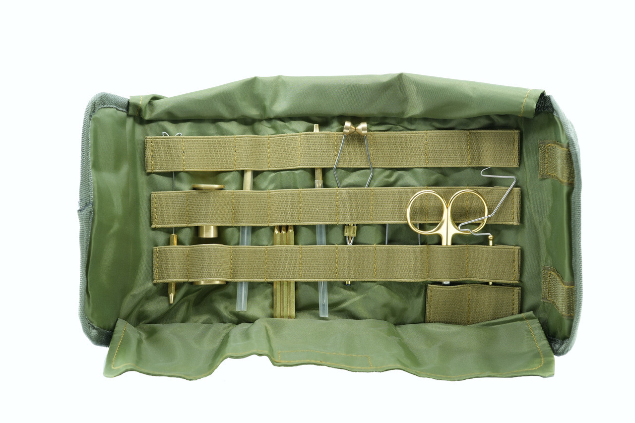 Kingfisher Fly Fishing Fly Tying Tool Kit in Roll Pouch