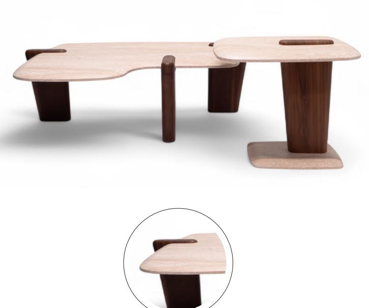 Center Table - Center Table - Walnut Legs - Travertine Top #960 ...