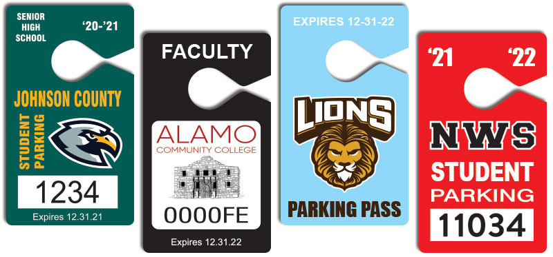 Plastic Parking Permit Hang Tags for School and University