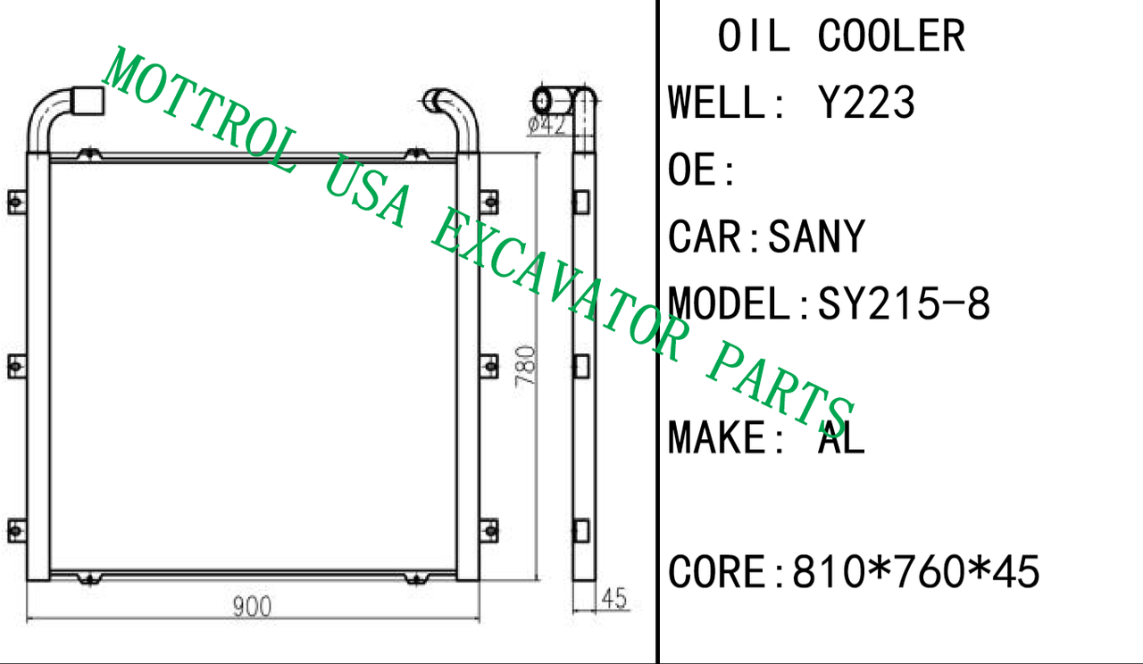 Oil Cooler Core Ass'y For SANY SY215-8 - MOTTROL INTERNATIONAL INC.