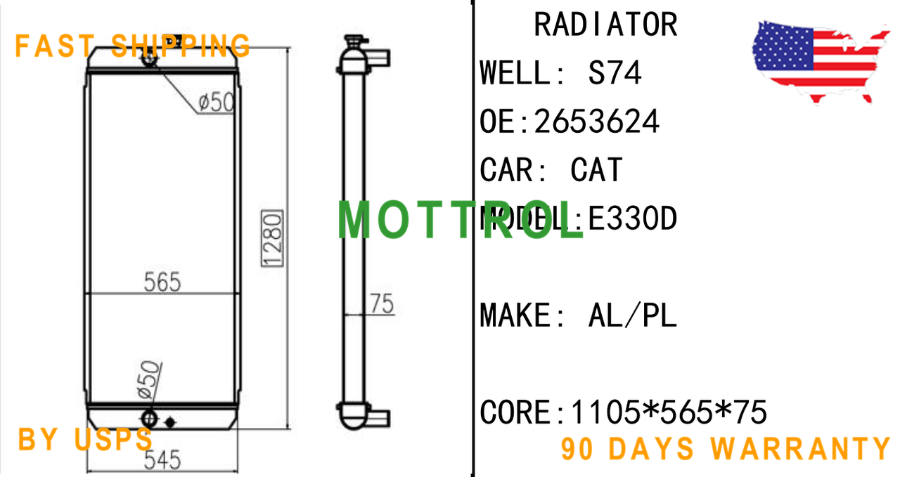 245-9360 2459360 CORE AS OIL COOLER FITS Caterpillar CAT E330D 330D ...