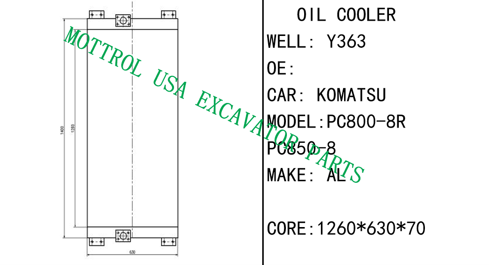 New Oil Cooler Core Ass'y For Komatsu PC800-8R PC850-8 - MOTTROL ...