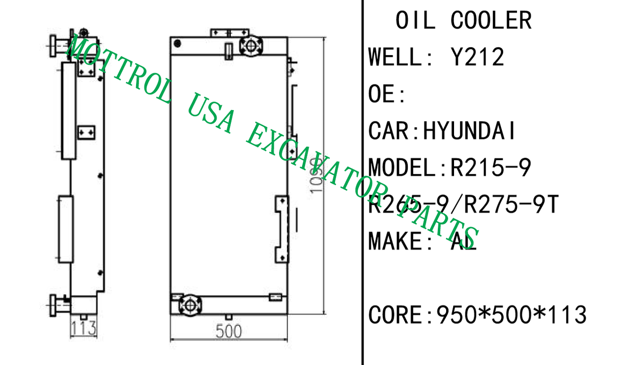 Hydraulic Oil Cooler For HYUNDAI R215-9 R265-9 R275-9T Excavator ...