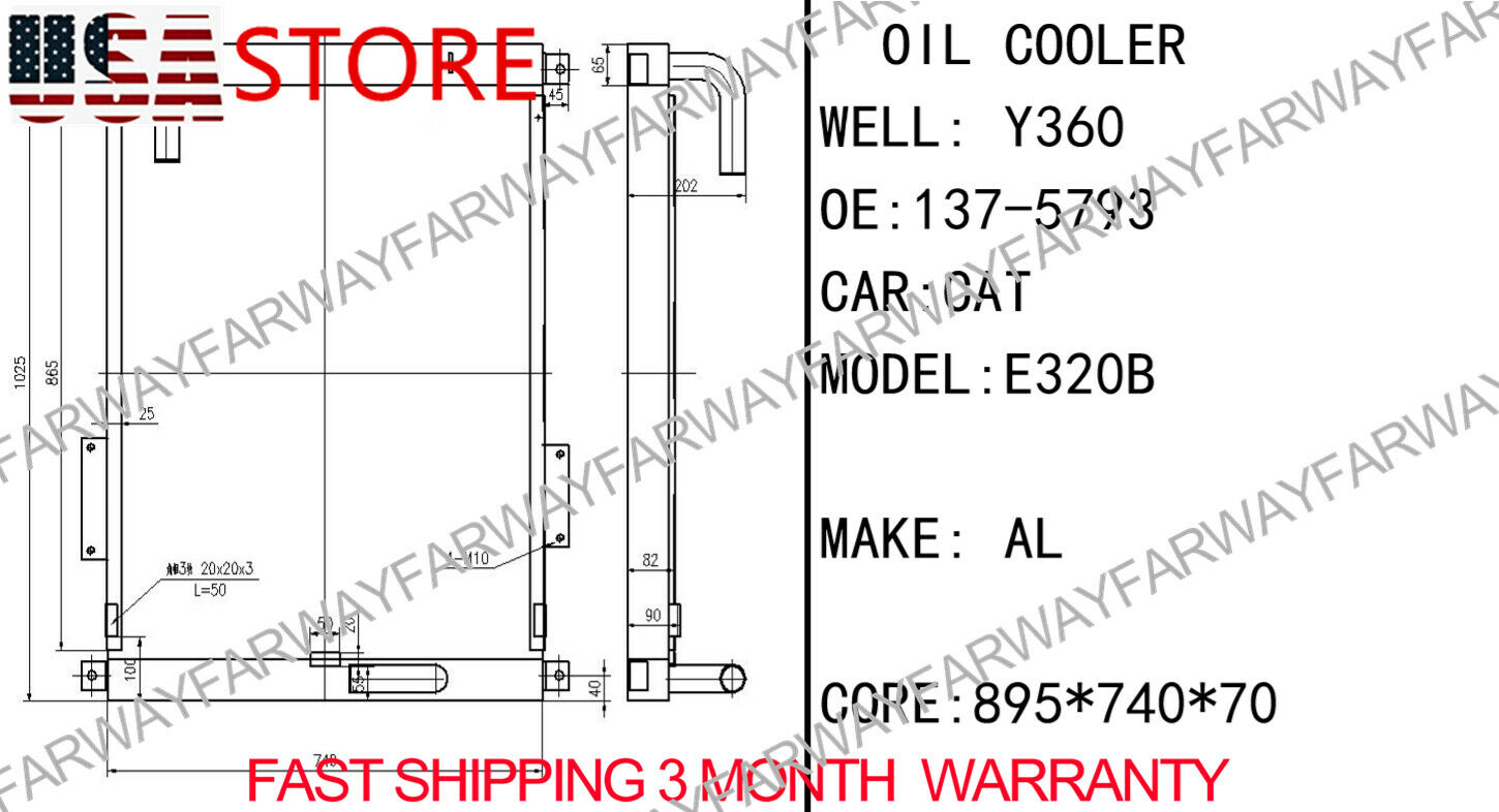 137-5793 1375793 Oil Cooler FITS Caterpillar CAT E320B 320B E320BL ...