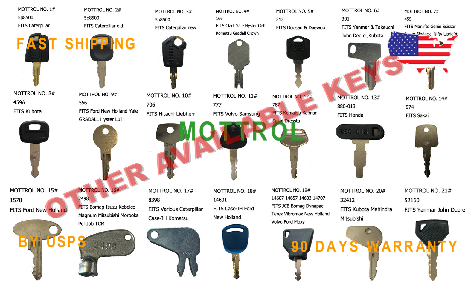 Set Of 4 CAT Keys - Caterpillar Heavy Equipment Key Set - MOTTROL ...