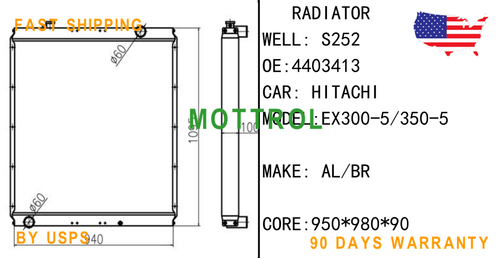 For Hitachi Ex350-5 EX300-5 EX385USR Water Tank Radiator Core ASS'Y ...