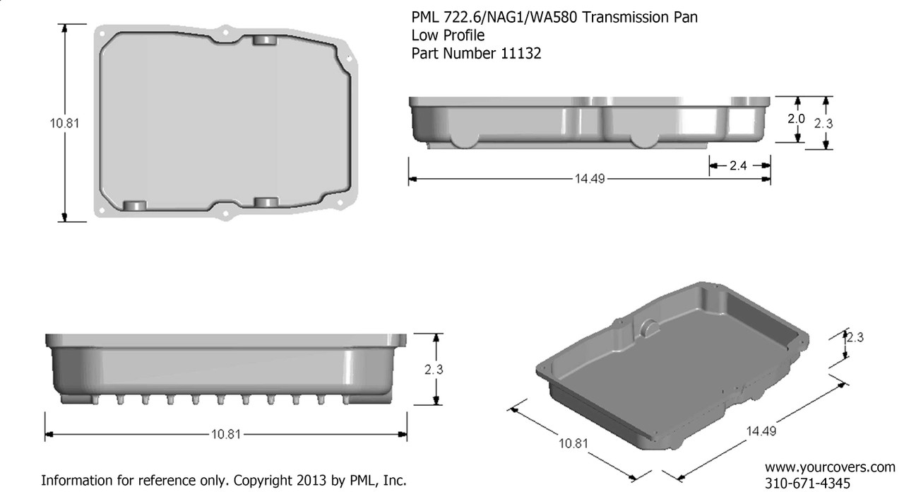 PML 11132 Stock Capacity Transmission Pan for NAG1