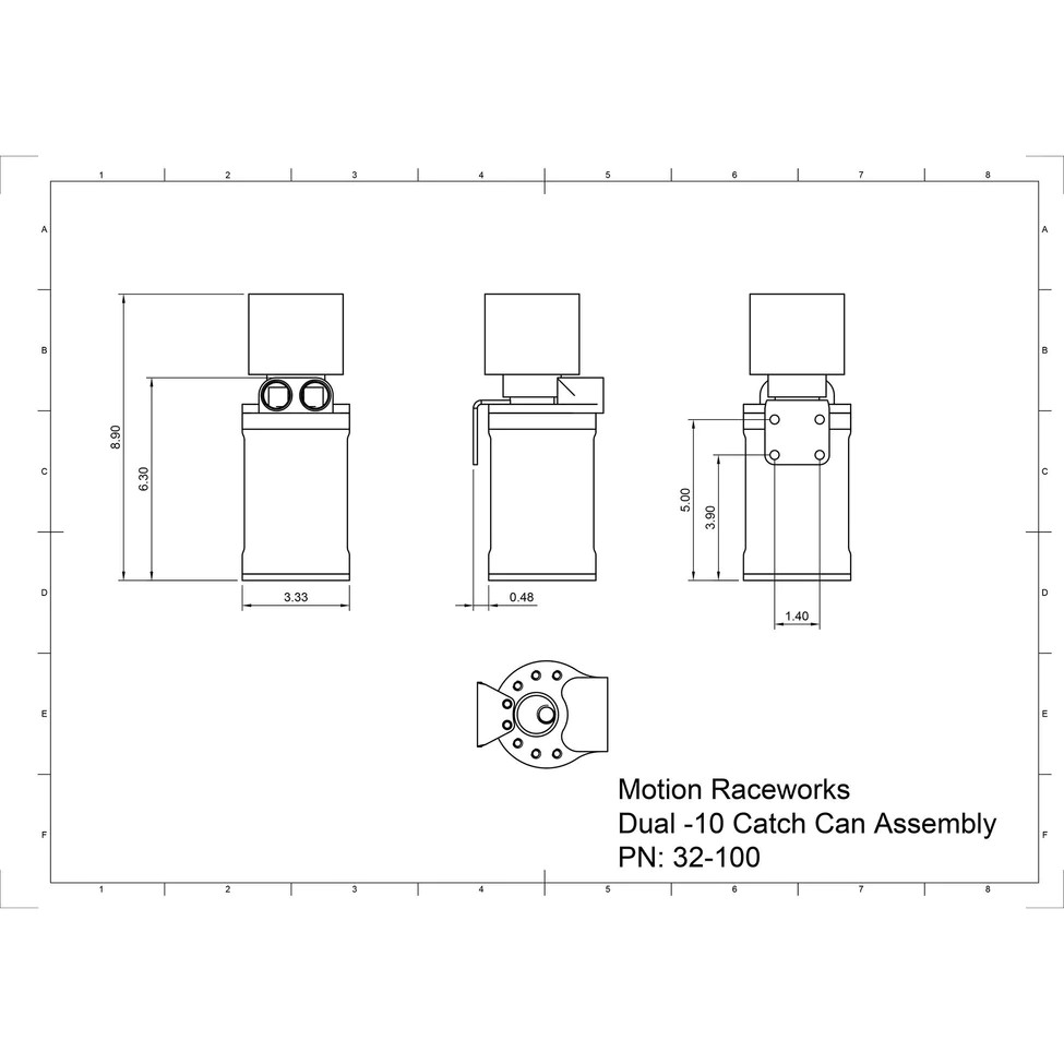 Motion Raceworks 32-100BLK Top Loader Billet Oil Catch Can Dual -10 ORB Port