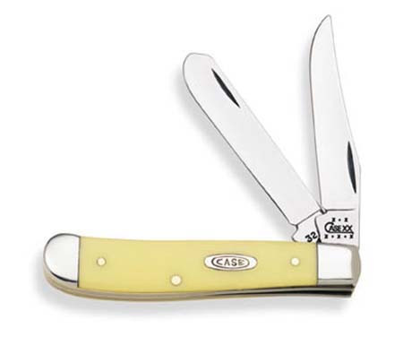 Case 00029 Yellow Smooth Delrin Mini Trapper - Old School Knife Works