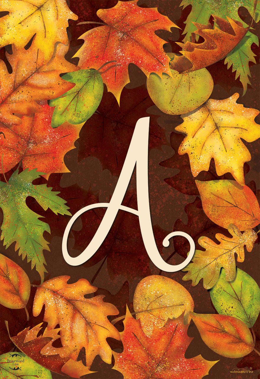 Fall Leaves Monogram Letter A Garden Flag - Briarwood Lane- Wholesale ...