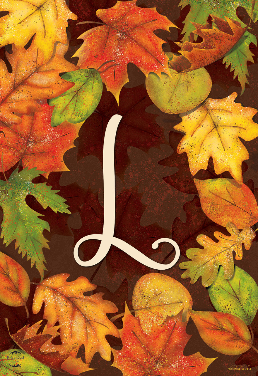 Fall Leaves Monogram Letter L Garden Flag - Briarwood Lane- Wholesale ...
