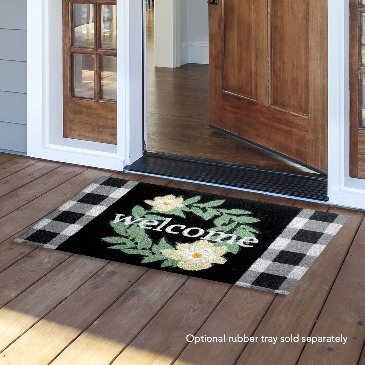 Magnolia Wreath Natural Fiber Coir Doormat 18 x 30 - Briarwood Lane ...