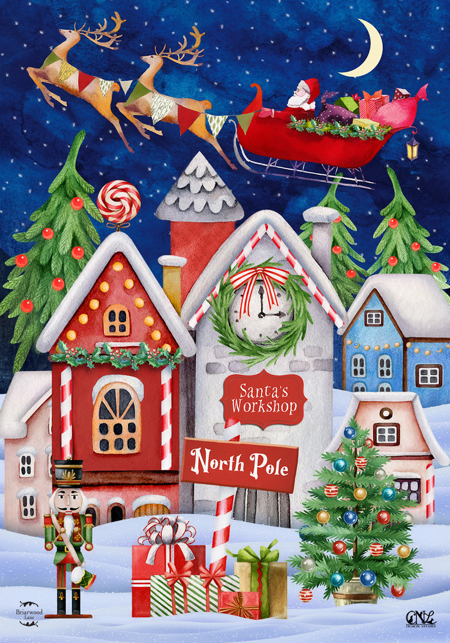 North Pole Magic House Flag - Briarwood Lane- Wholesale Partners