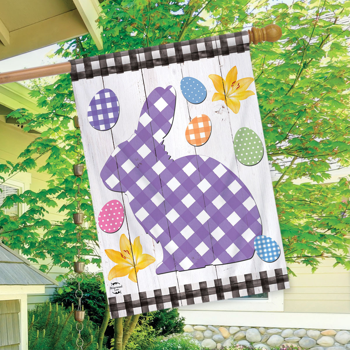 Checkered Spring Bunny House Flag - Briarwood Lane- Wholesale Partners