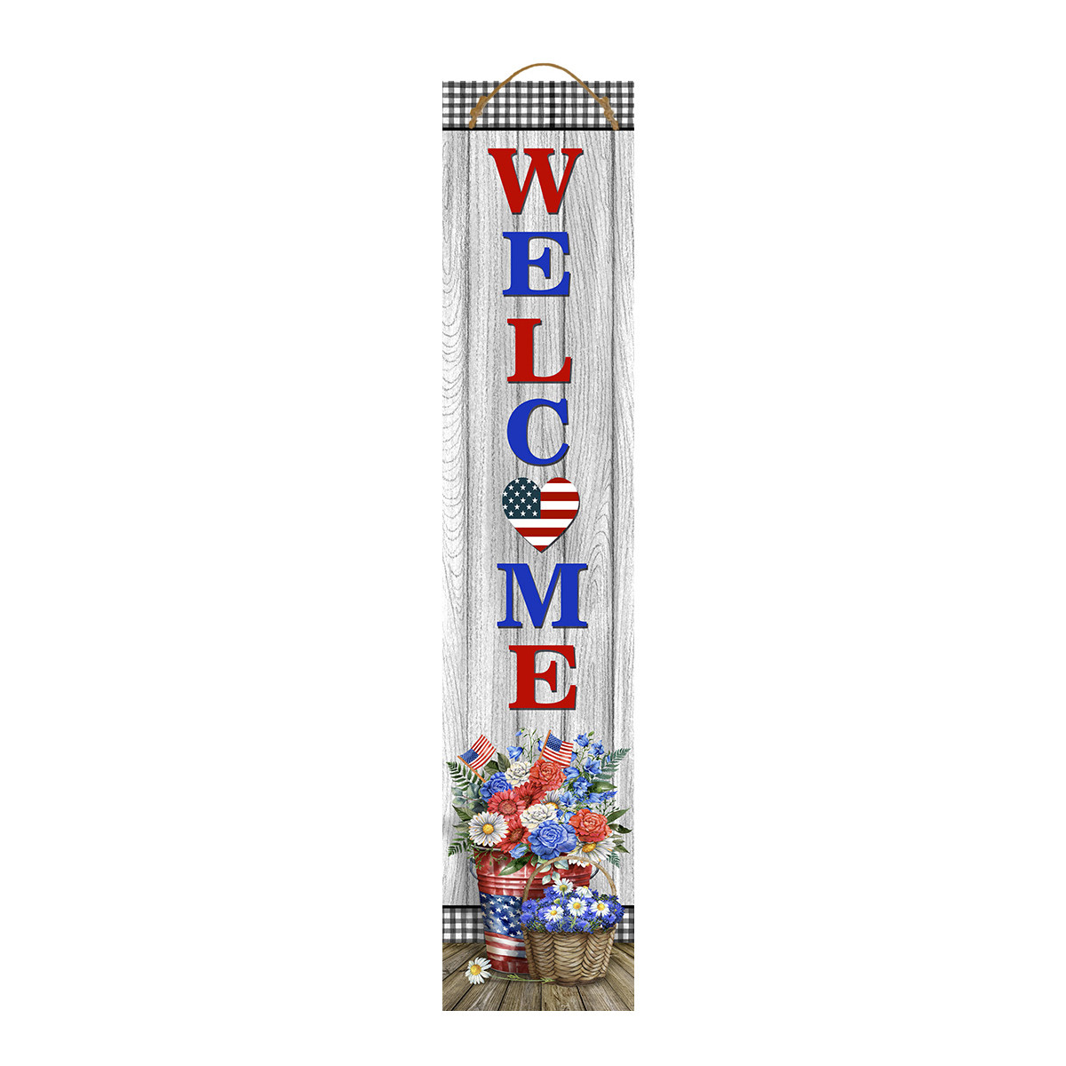 Patriotic Welcome Pine Reversible Porch Leaner - Briarwood Lane ...