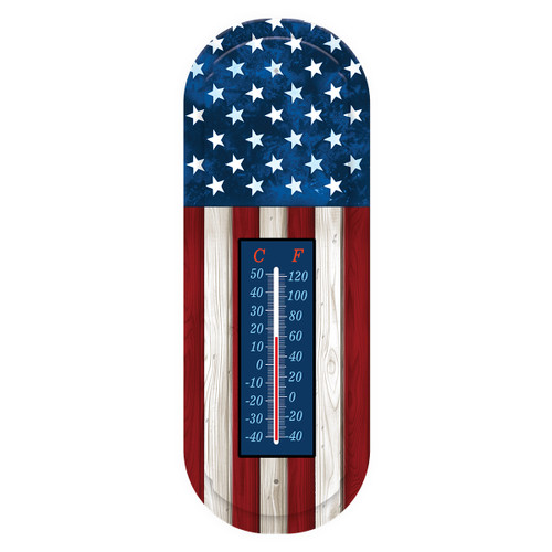 Wooden Flag Metal Thermometer - Briarwood Lane- Wholesale Partners