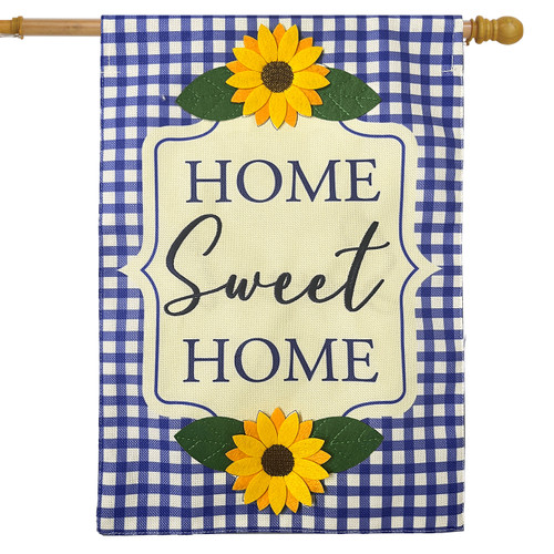 Blue Checkered Sunflowers Burlap House Flag - Briarwood Lane- Wholesale ...