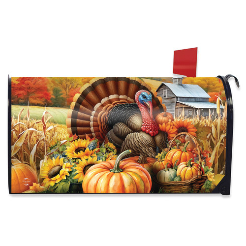 Wild Turkey and Pumpkins Mailbox Cover - Briarwood Lane- Wholesale Partners