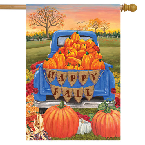 Happy Fall Pickup House Flag - Briarwood Lane- Wholesale Partners