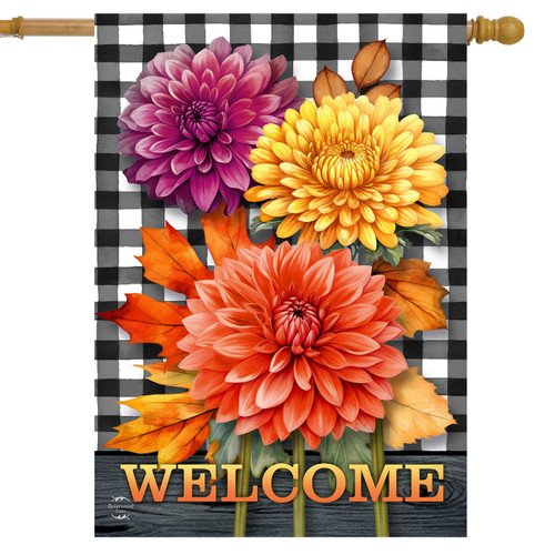 Checkered Mums House Flag - Briarwood Lane- Wholesale Partners