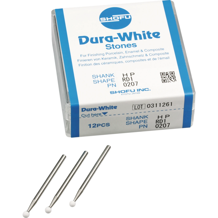 Dura-White stones Pack of 12 pieces RD1, HP, ISO 030 - Odonto