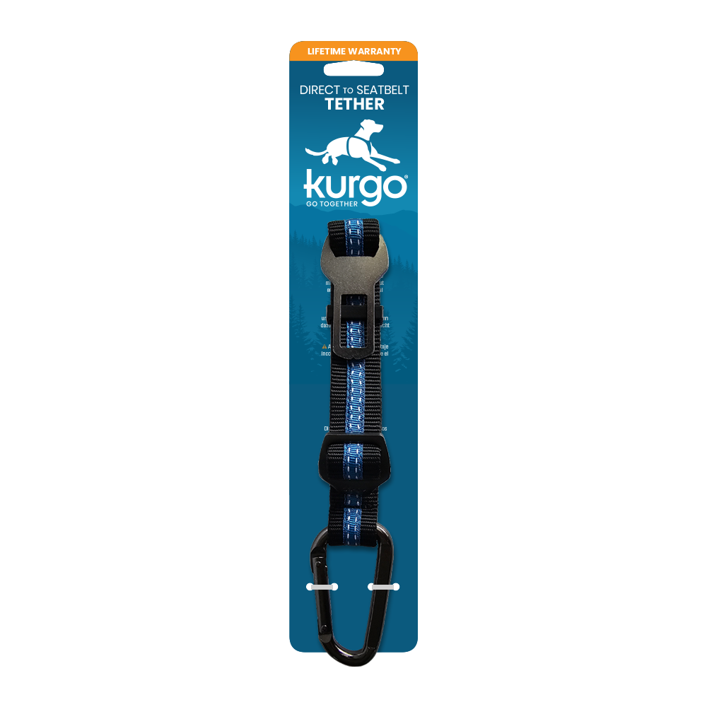 Kurgo Direct to Seat Belt Tether, Blue - ZebraVet