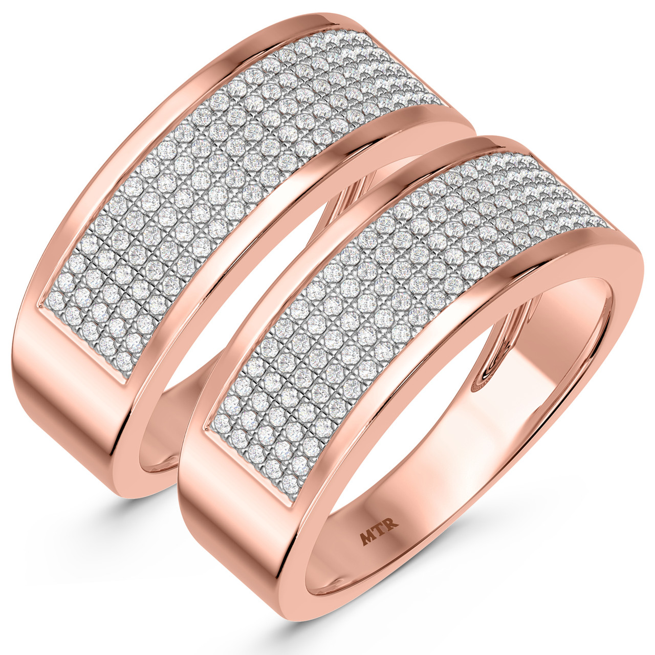 Valentina 1 2 Ct Tw Same Sex Mens Band Set 10k Rose Gold My Trio Rings