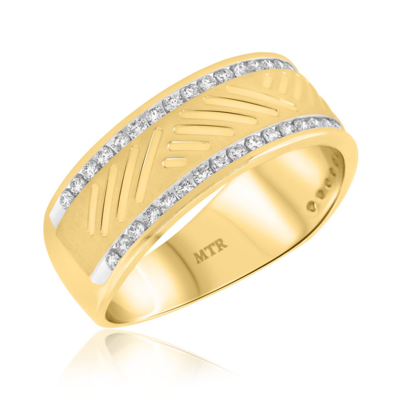 Bale 1 Ct Tw Same Sex Mens Band Set 10k Yellow Gold My Trio Rings