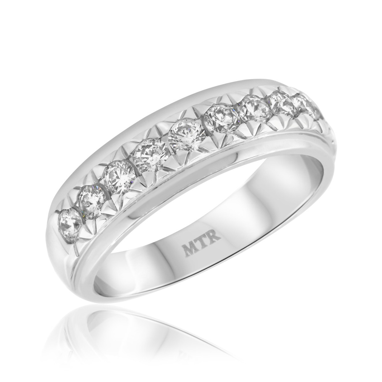Aksel 2 Ct Tw Same Sex Mens Band Set 14k White Gold My Trio Rings