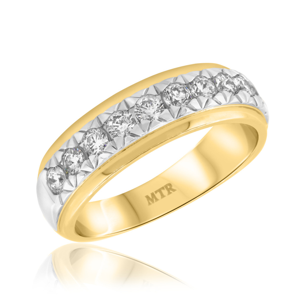 Aksel 2 Ct Tw Same Sex Mens Band Set 10k Yellow Gold My Trio Rings