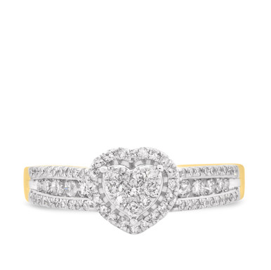 Amir 1/2 ct tw. Diamond Heart Cluster Engagement Ring 10K Yellow Gold ...
