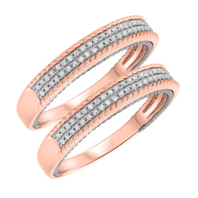 Affiance 1/5 ct tw. Diamond Same Sex Ladies Band Set 10K Rose Gold - My ...