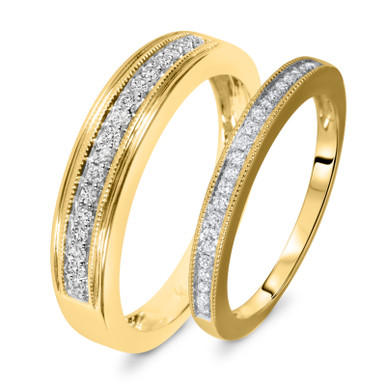 Skyler 1/3 ct tw. Wedding Band Set 10K Yellow Gold - My Trio Rings
