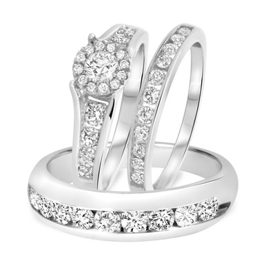 Bonny 2 ct tw. Round Diamond Matching Trio Ring Set 10K White Gold - My ...