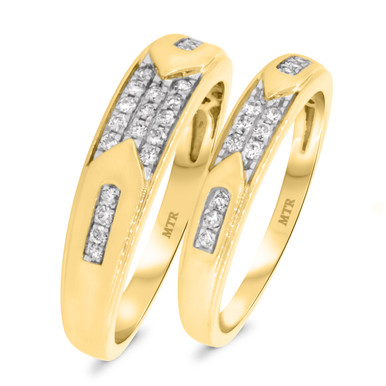 Micah 1/3 ct tw. Wedding Band Set 10K Yellow Gold - My Trio Rings