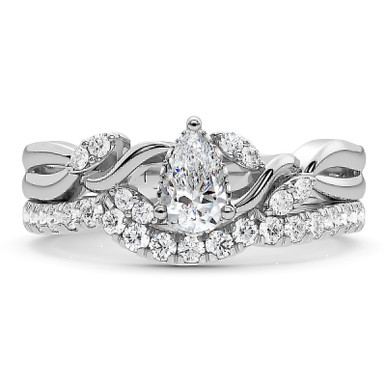 Zelda 1 3/8 ct tw. Lab Grown Pear Solitaire Bridal Set P95T Platinum ...