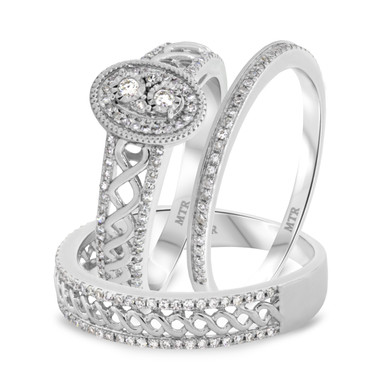 Zoey 3/4 ct tw. Diamond Oval Cluster Trio Set 10K White Gold - My Trio ...