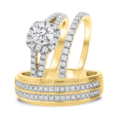 Carson 1 1/2 ct tw. Lab Grown Round Solitaire Diamond Matching Trio ...