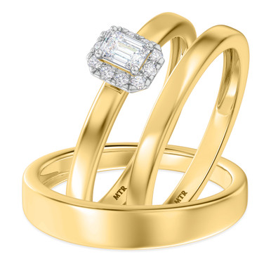 Kimber 1/3 ct tw. Lab Grown Diamond Round Solitaire Trio Set 10K Yellow ...