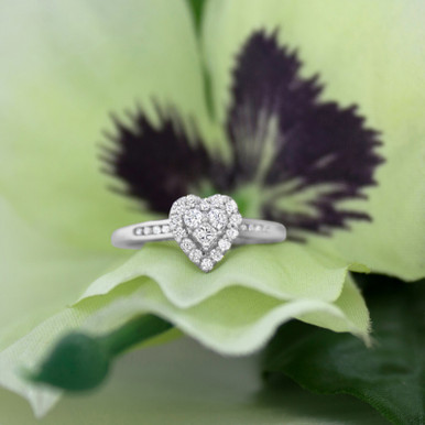 Bella 1/3 ct tw. Diamond Heart Cluster Engagement Ring 10K Rose Gold ...