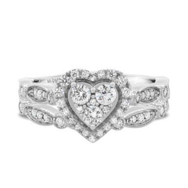 Sisu 1 ct tw. Lab Grown Heart Cluster Bridal Set 14K White Gold - My ...