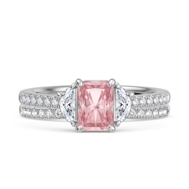 Aurel 1 3/4 ct tw. Lab Grown Radiant Solitaire Pink Diamond Bridal Set ...