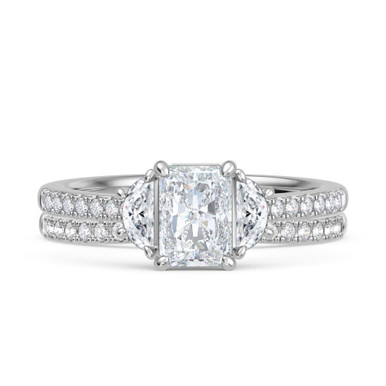Aurel 1 3/4 ct tw. Lab Grown Radiant Solitaire Diamond Bridal Set 14K ...