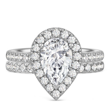 Adeola 3 ct tw. Diamond Pear Solitaire Bridal Set 14K White Gold - My ...