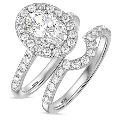 Adeola 2 7/8 ct tw. Lab Grown Oval Solitaire Bridal Set 14K White Gold ...