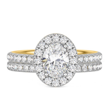 Adeola 1 3/4 ct tw. Lab Grown Oval Solitaire Bridal Set 10K Yellow Gold ...