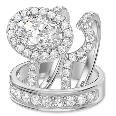 Adeola 5 1/8 ct tw. Lab Grown Diamond Oval Solitaire Trio Set 14K White ...