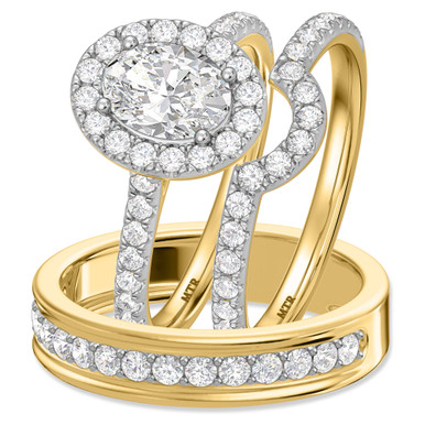 Adeola 2 1/4 ct tw. Lab Grown Diamond Oval Solitaire Trio Set 14K ...