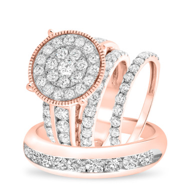 McKenzie 4 5/8 ct tw. Diamond Round Cluster Trio Set 10K Rose Gold - My ...