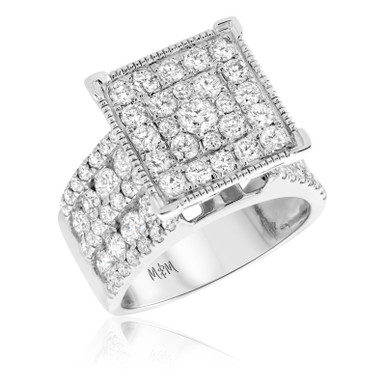 Preston 3 1/4 ct tw. Diamond Princess Cluster Engagement Ring 14K White ...